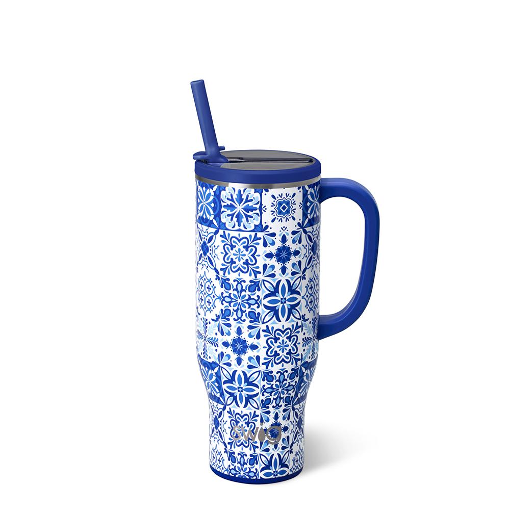 Indigo Tiles Mega Mug (30oz) - Swig Life Wholesale