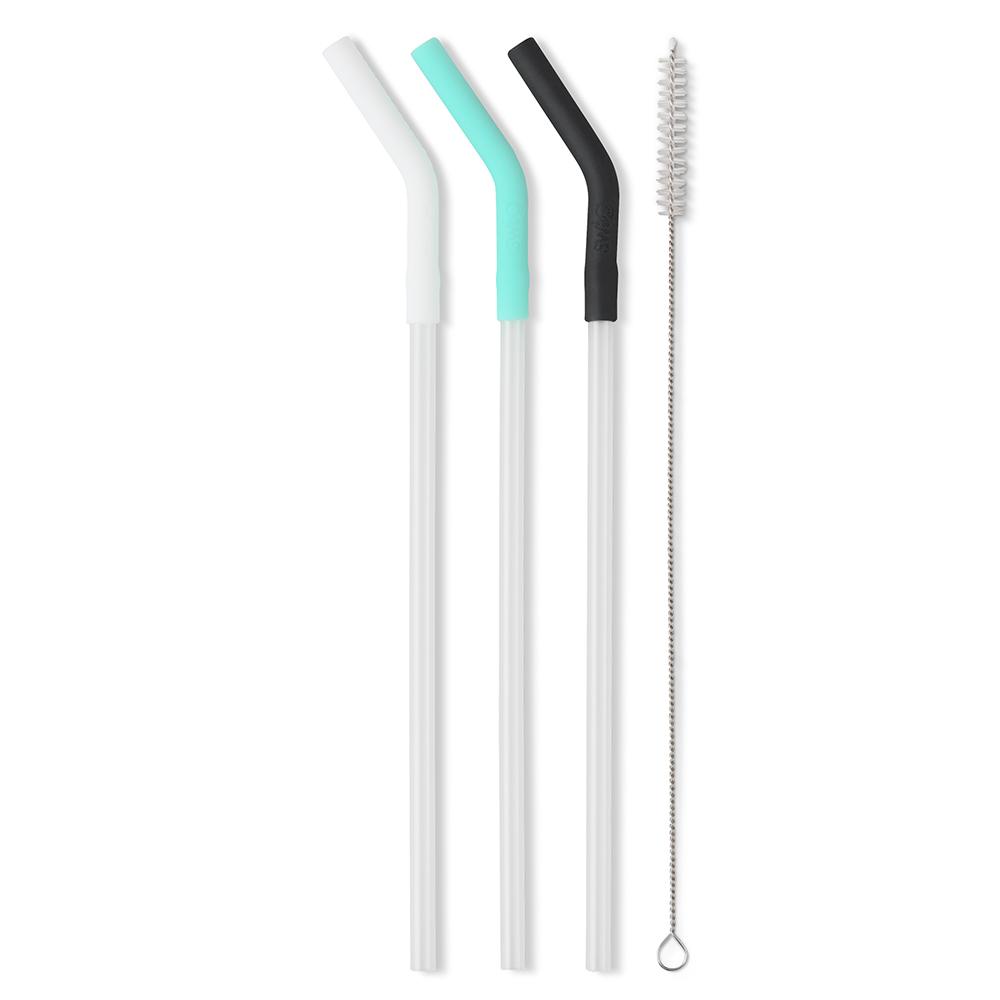 40oz White/Aqua/Black Reusable Straws - Swig Life Wholesale