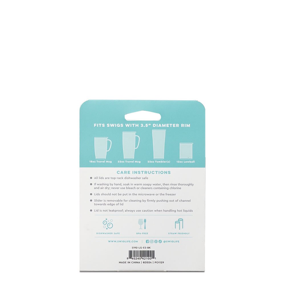 Black EZ Slider Lid (Large) - Swig Life Wholesale