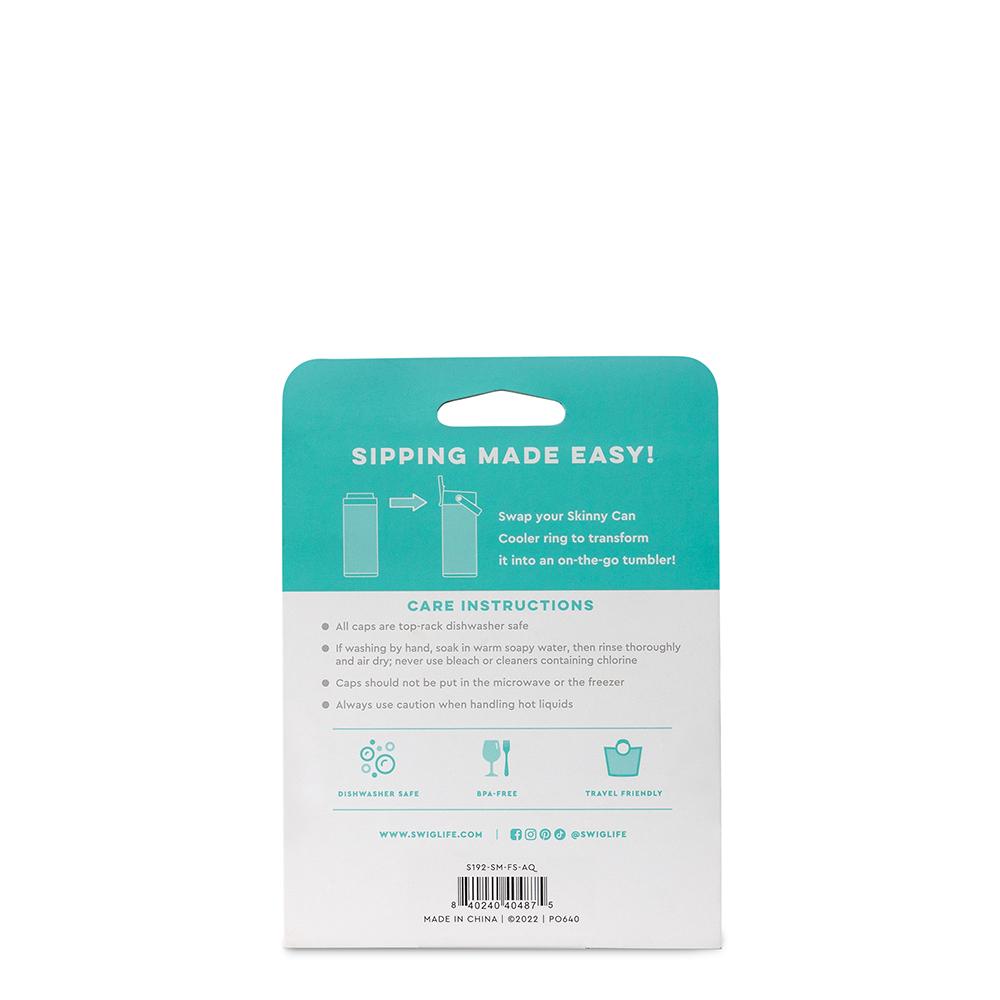 Aqua Flip + Sip Cap (12oz Skinny Can Cooler) - Swig Life Wholesale